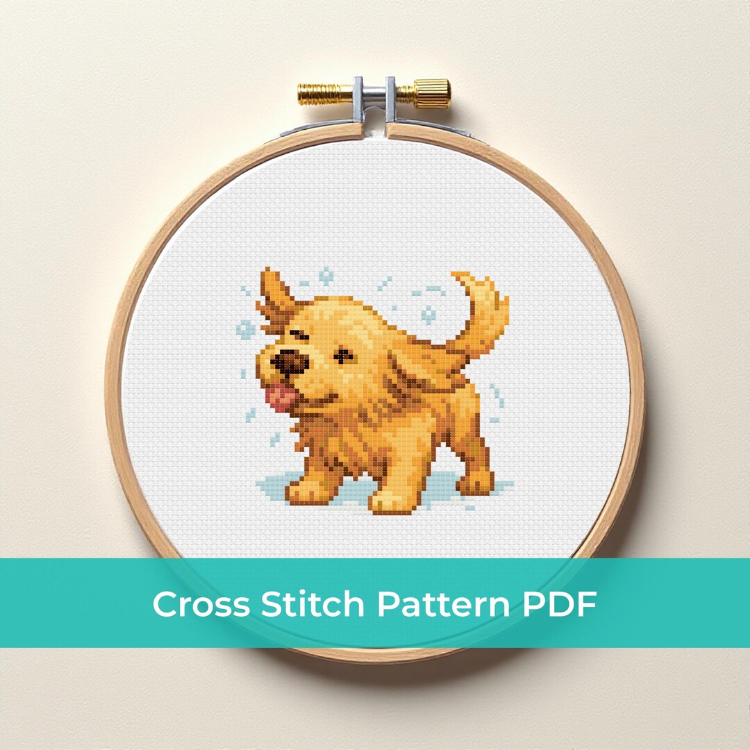 Golden Retriever Cross Stitch Pattern, PDF Instant Download, Golden ...