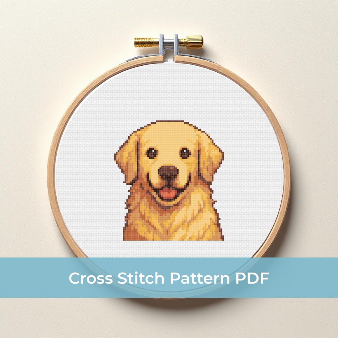 Golden Retriever Cross Stitch Pattern - PDF Instant Download, Dog Cross ...