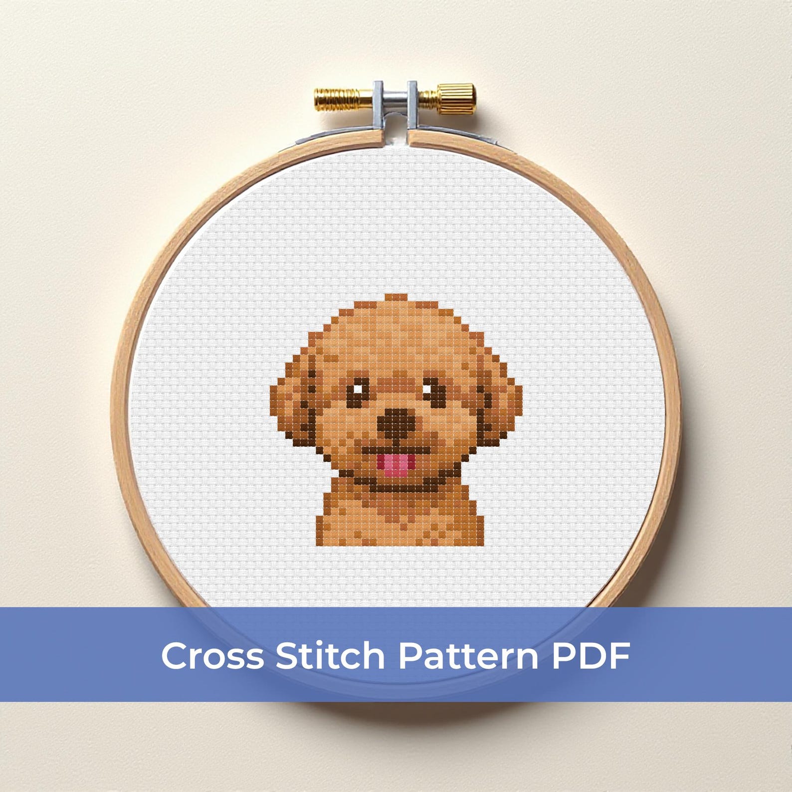 Toy Poodle Cross Stitch Pattern, Simple Dog Cross Stitch Design, Poodle ...