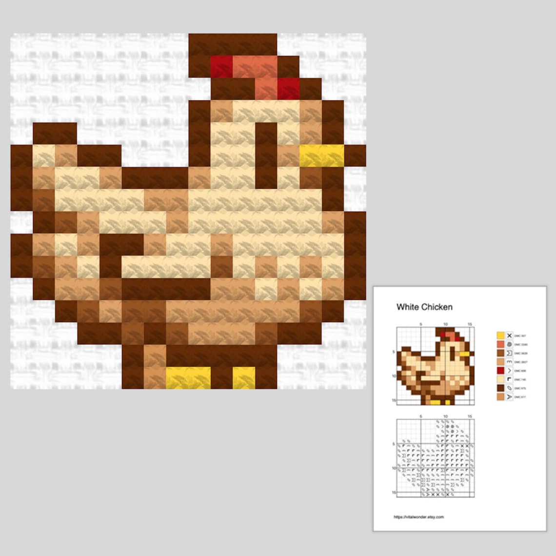Stardew Valley Chickens Cross Stitch Pattern PDF 10 Patterns, DMC ...