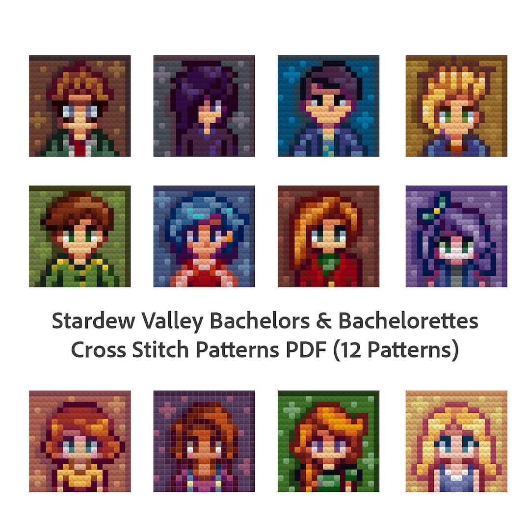 Stardew Valley Cross Stitch Pattern PDF - Bachelors & Bachelorettes (12 ...