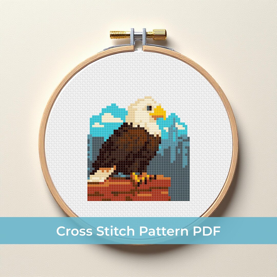 Eagle Cross Stitch Pattern PDF, Bald Eagle in City Cross Stitch Chart ...