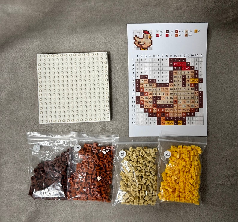 Stardew Valley Chicken Brick Pixel Art, DIY Kit, Micro Brick Mosaic ...