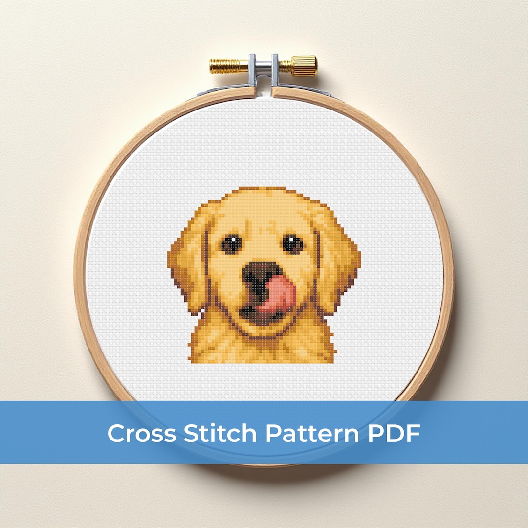 Golden Retriever Cross Stitch Pattern, Simple Dog Cross Stitch Design ...