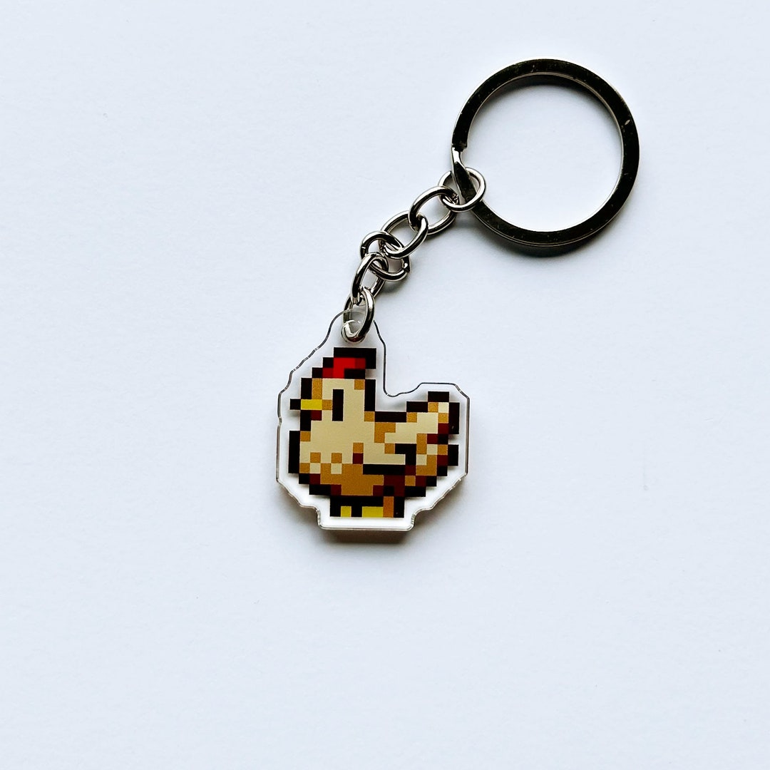 Stardew Valley Chicken Keychain, Stardew Valley Blue Chicken/golden ...