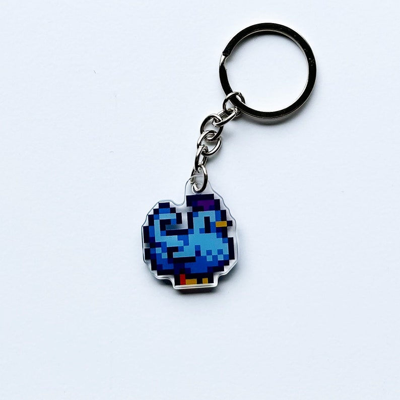 Stardew Valley Chicken Keychain, Stardew Valley Blue Chicken/golden ...