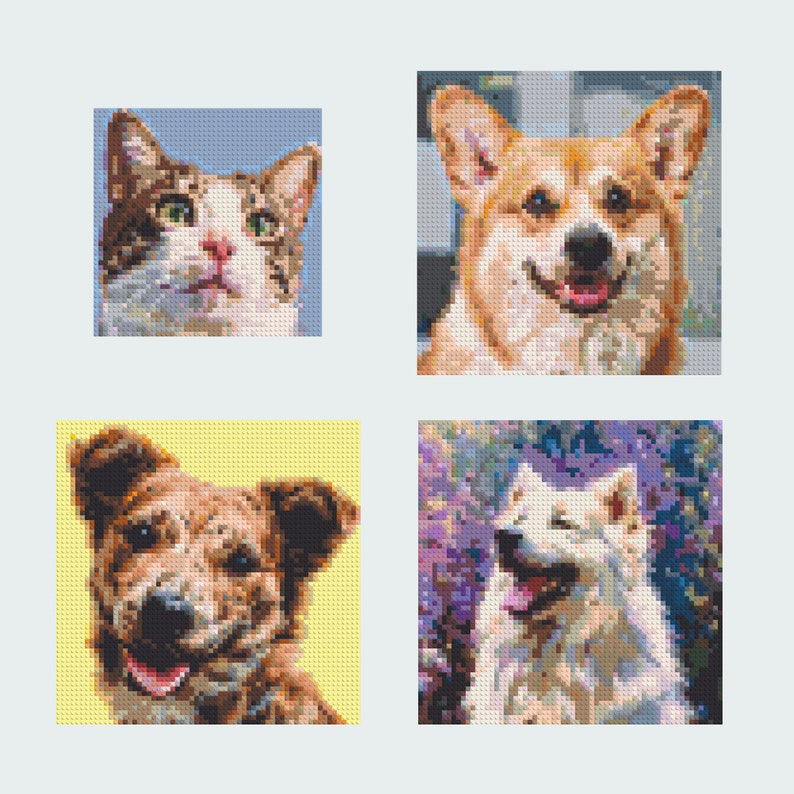 Personalized Dog Pixel Art Portrait, Custom Pet Portrait, Brick Mosaic ...
