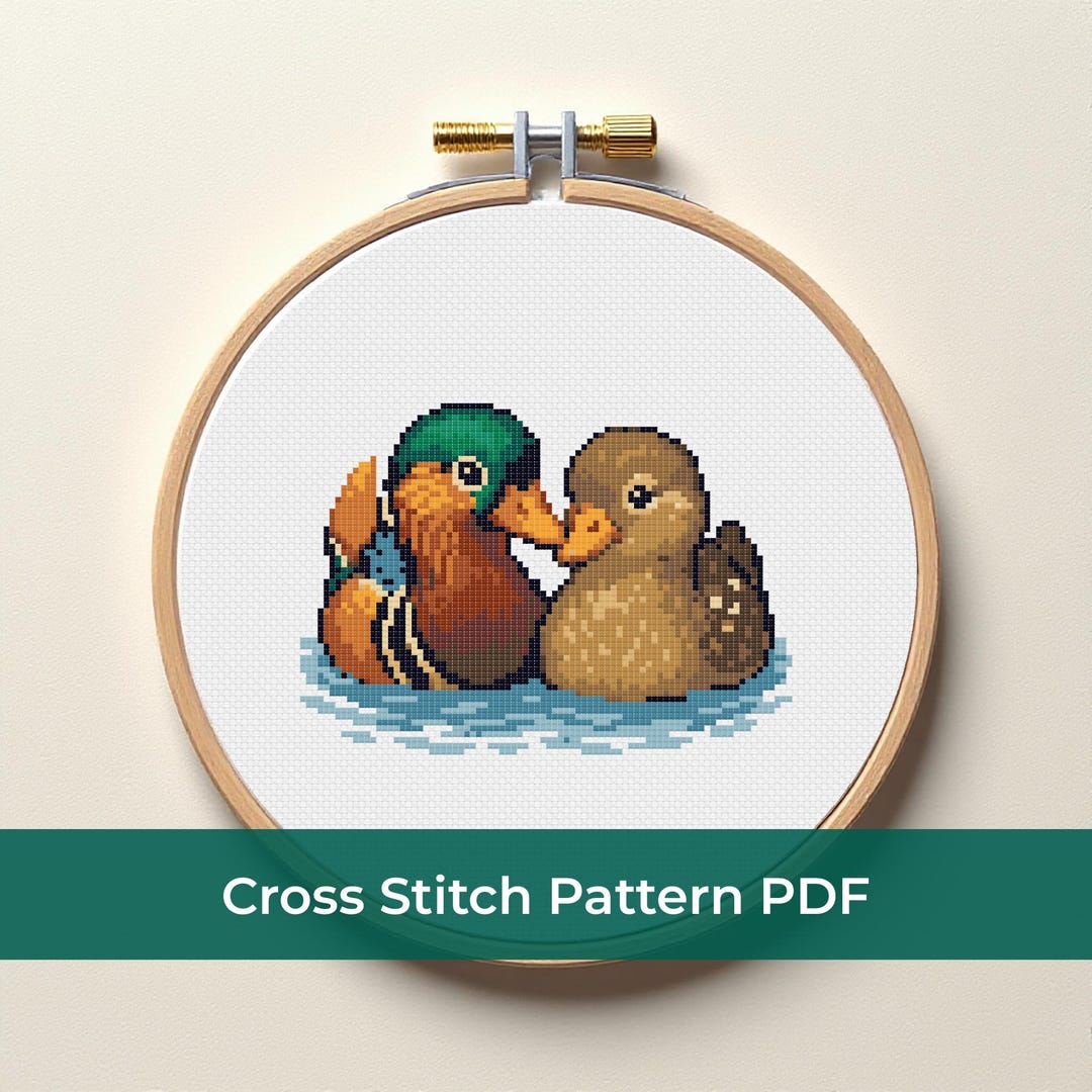 Mandarin Ducks Cross Stitch Pattern PDF – Cute Love Birds Couple Design ...