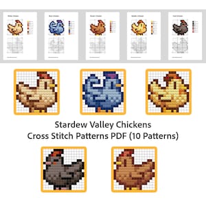 Stardew Valley Chickens Cross Stitch Pattern PDF (10 Patterns), DMC ...