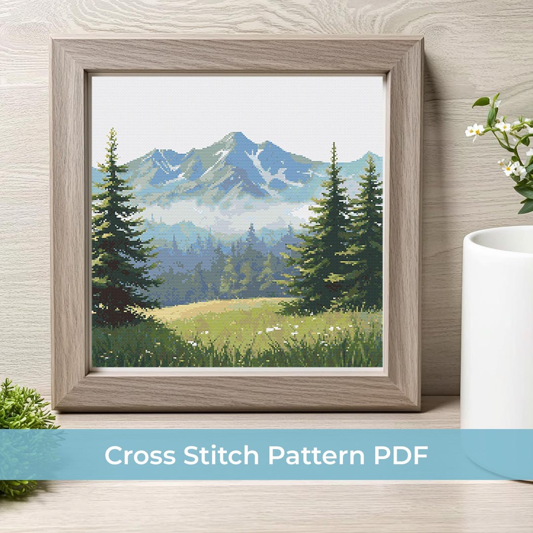 Mountain View Cross Stitch Pattern - PDF Instant Download, Scenic ...