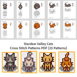 Stardew Valley Cats Cross Stitch Pattern PDF (25 Patterns), DMC Colors ...