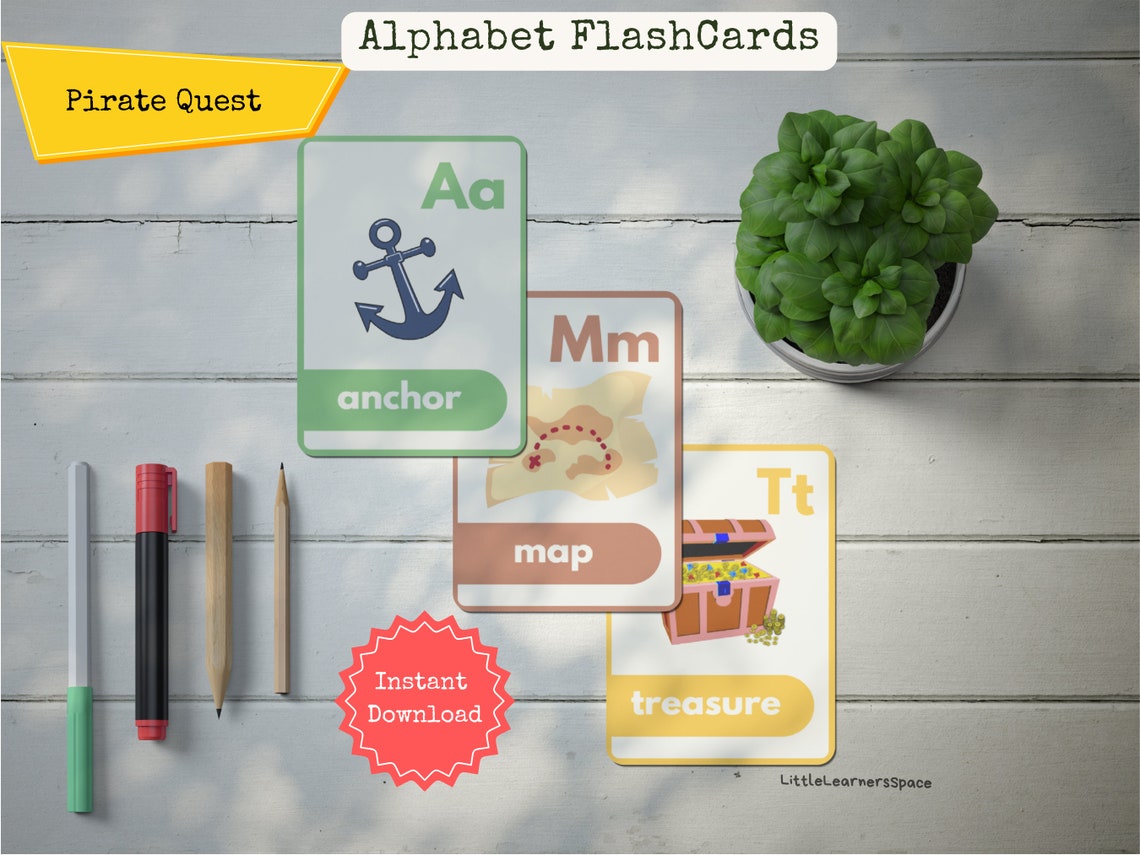Pirates Quest Alphabet Flashcards Printable Flashcard ABC Flashcards ...