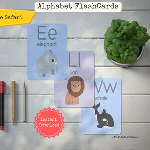 Jungle Safari Alphabet Flashcards Printable Flashcard ABC Flashcards ...