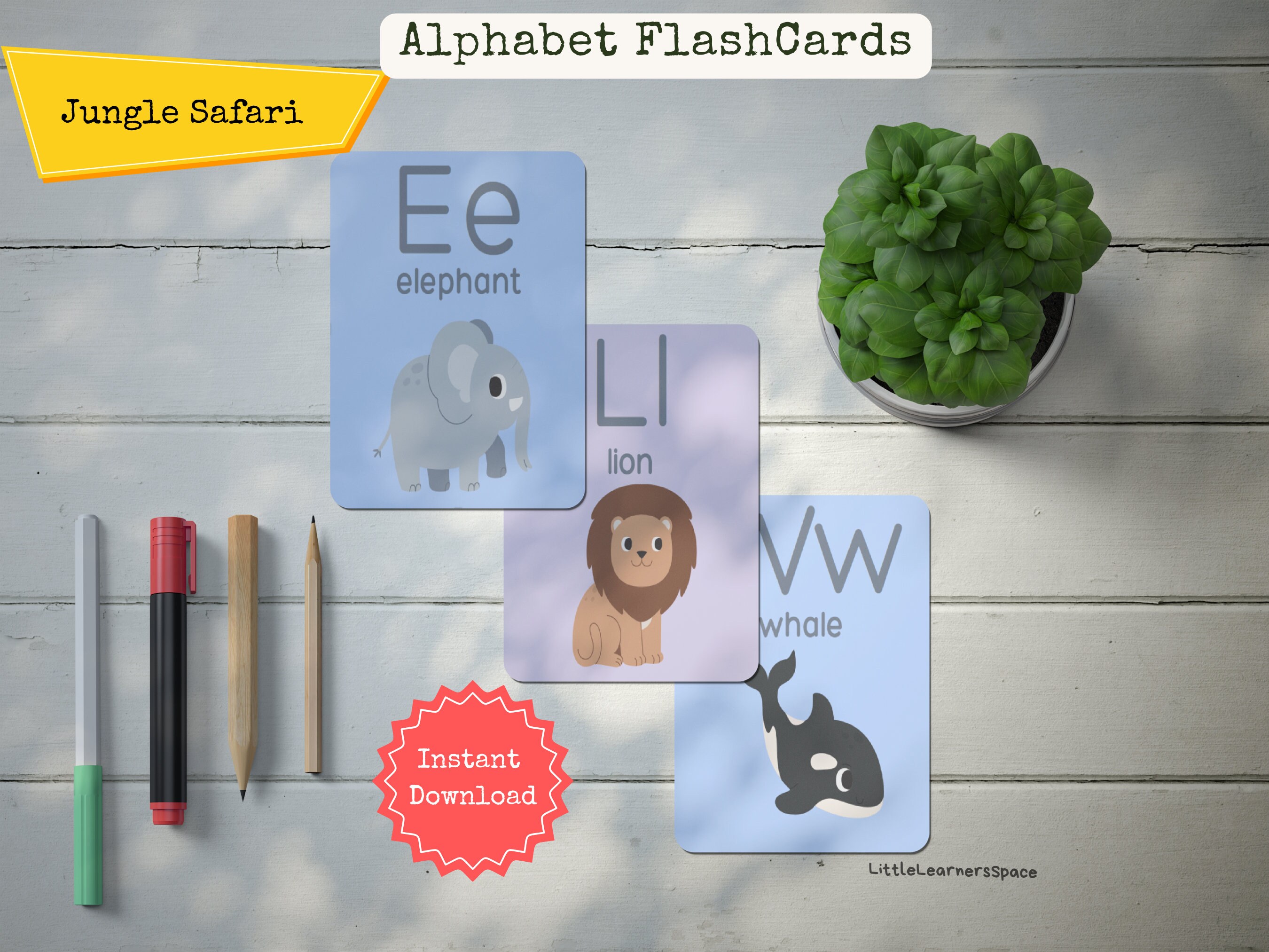 Jungle Safari Alphabet Flashcards Printable Flashcard ABC Flashcards ...