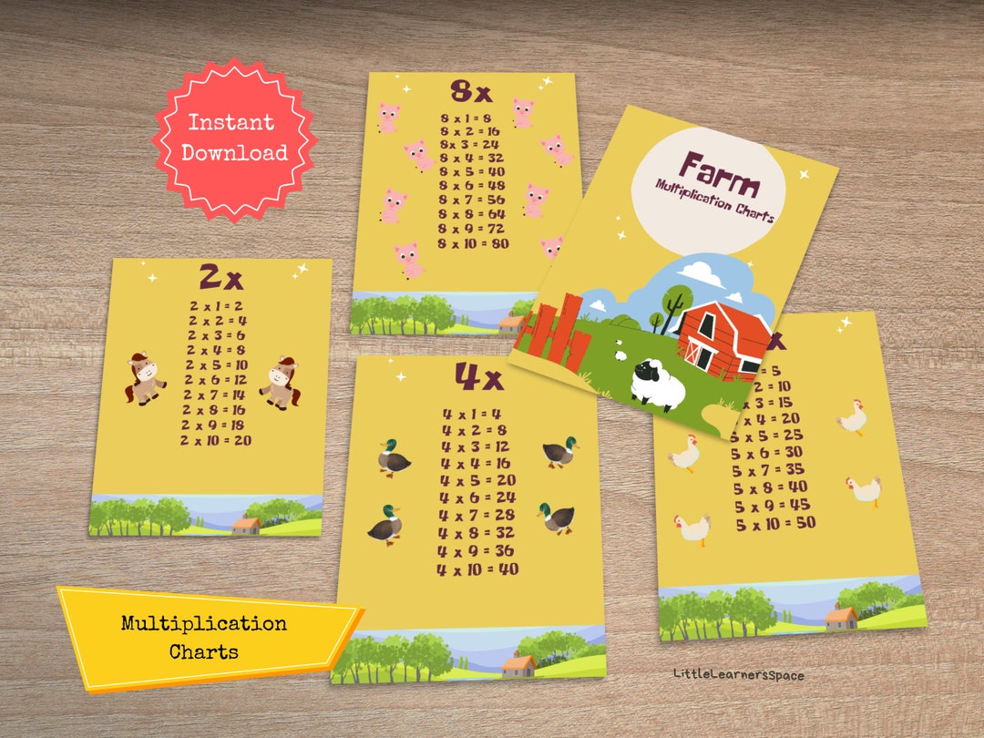 Farm | Multiplication Charts | Elementary School | Math Tables - Etsy