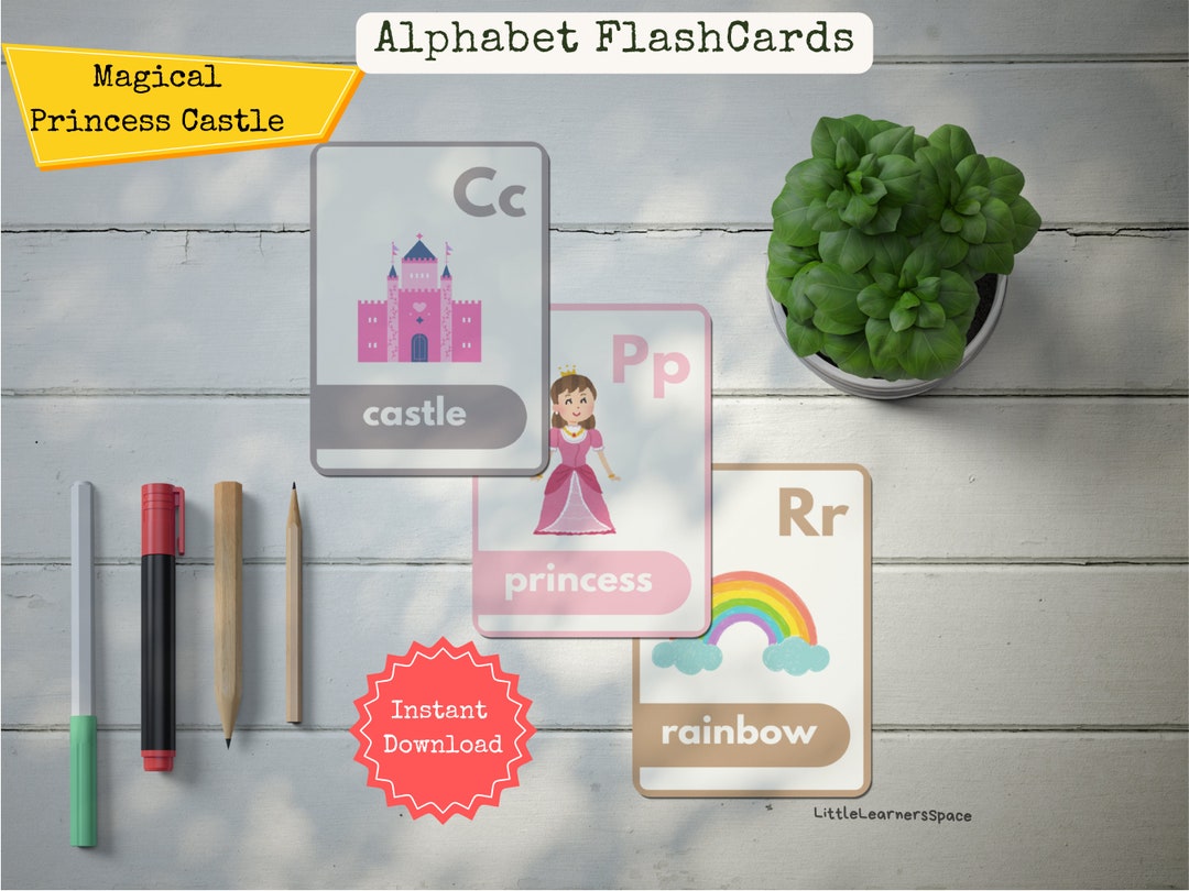 Princess Castle Alphabet Flashcards Printable Flashcard ABC Flashcards ...