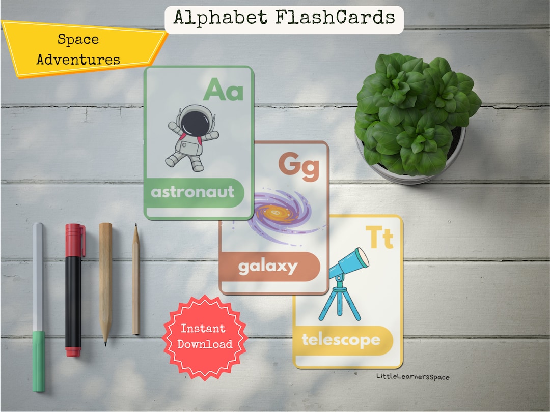 Space Adventures Alphabet Flashcards Printable Flashcard ABC Flashcards ...