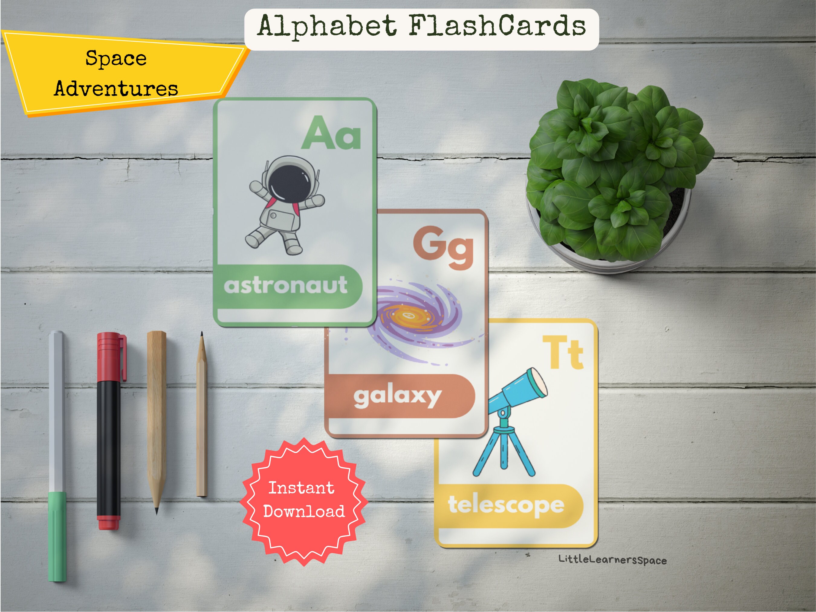 Space Adventures Alphabet Flashcards Printable Flashcard ABC Flashcards ...