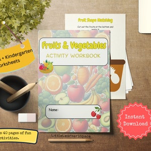 Fruits & Vegetables Busy Book Kindergarten Preschool Printable Activity ...