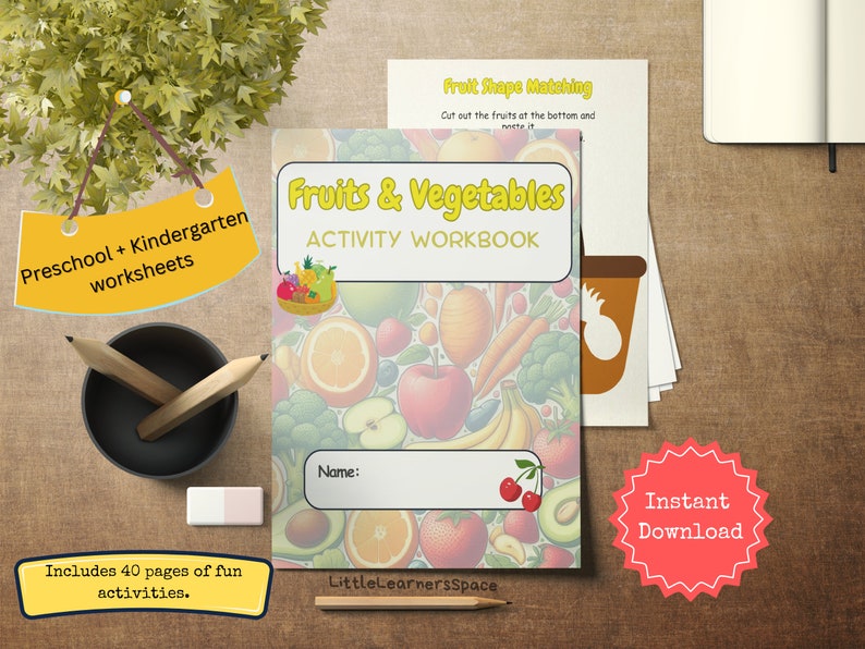 Fruits & Vegetables Busy Book Kindergarten Preschool Printable Activity ...
