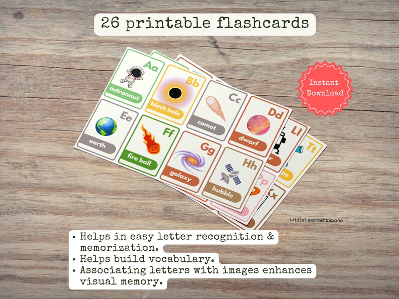 Space Adventures Alphabet Flashcards Printable Flashcard ABC Flashcards ...