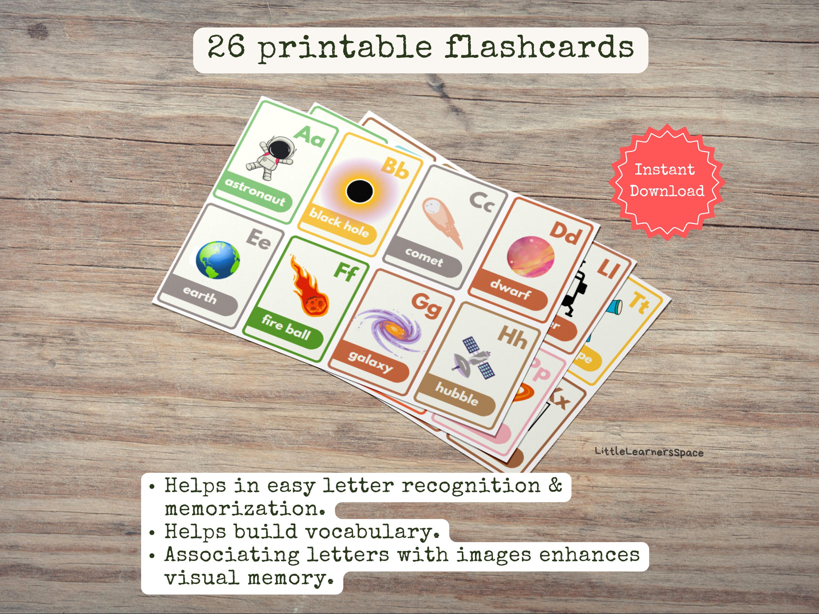 Space Adventures Alphabet Flashcards Printable Flashcard ABC Flashcards ...