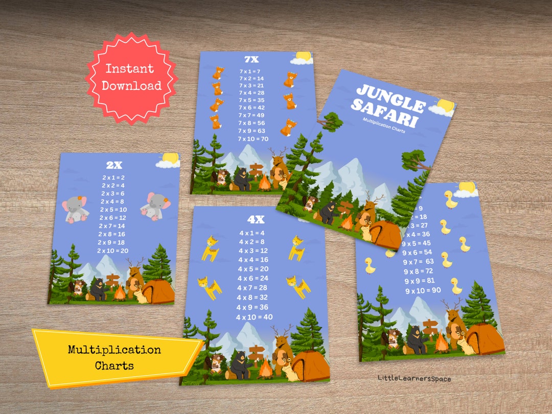 Jungle Safari | Multiplication Charts | Elementary School | Math Tables ...