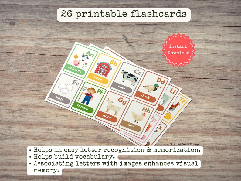 Fun at Farm Alphabet Flashcards Printable Flashcard ABC Flashcards for ...