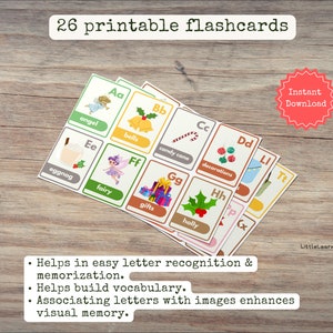 Christmas Alphabet Flashcards Printable Flashcard ABC Flashcards for ...