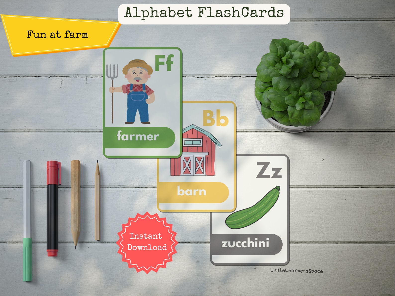 Fun at Farm Alphabet Flashcards Printable Flashcard ABC Flashcards for ...