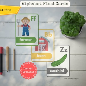Fun at Farm Alphabet Flashcards Printable Flashcard ABC Flashcards for ...