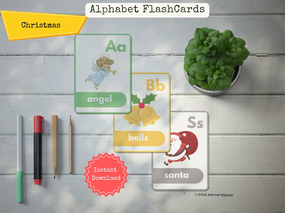 Christmas Alphabet Flashcards Printable Flashcard ABC Flashcards for ...