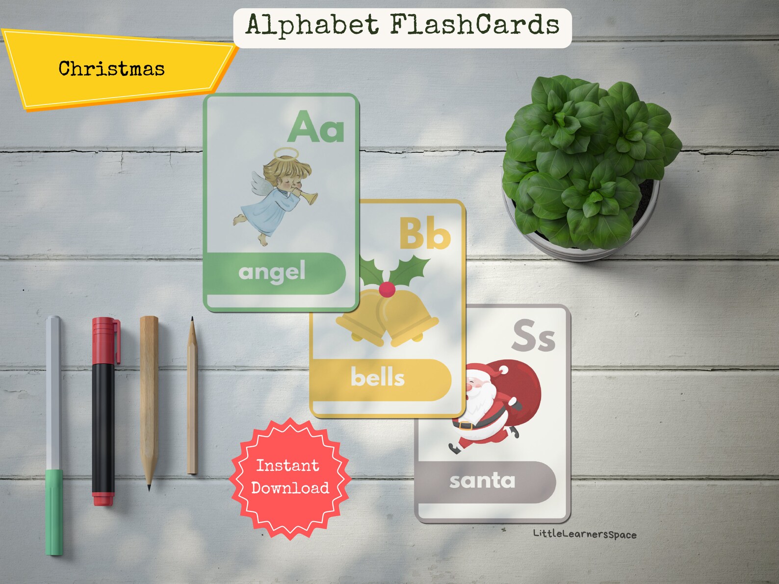 Christmas Alphabet Flashcards Printable Flashcard ABC Flashcards for ...