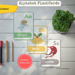 Christmas Alphabet Flashcards Printable Flashcard ABC Flashcards for ...