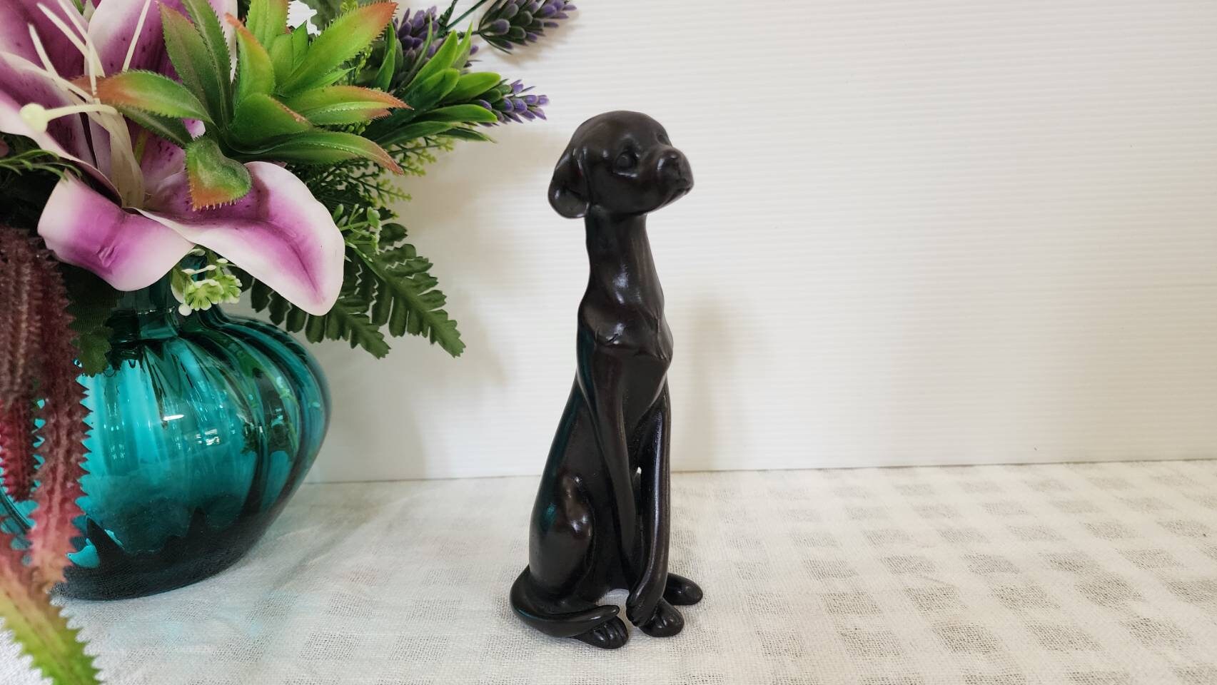 Labrador Retriever Figurine, 6 Black Resin Dog Statue, Realistic Canine ...