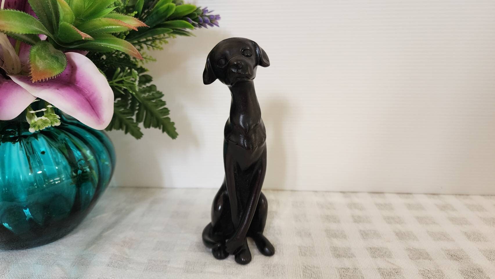 Labrador Retriever Figurine, 6 Black Resin Dog Statue, Realistic Canine ...