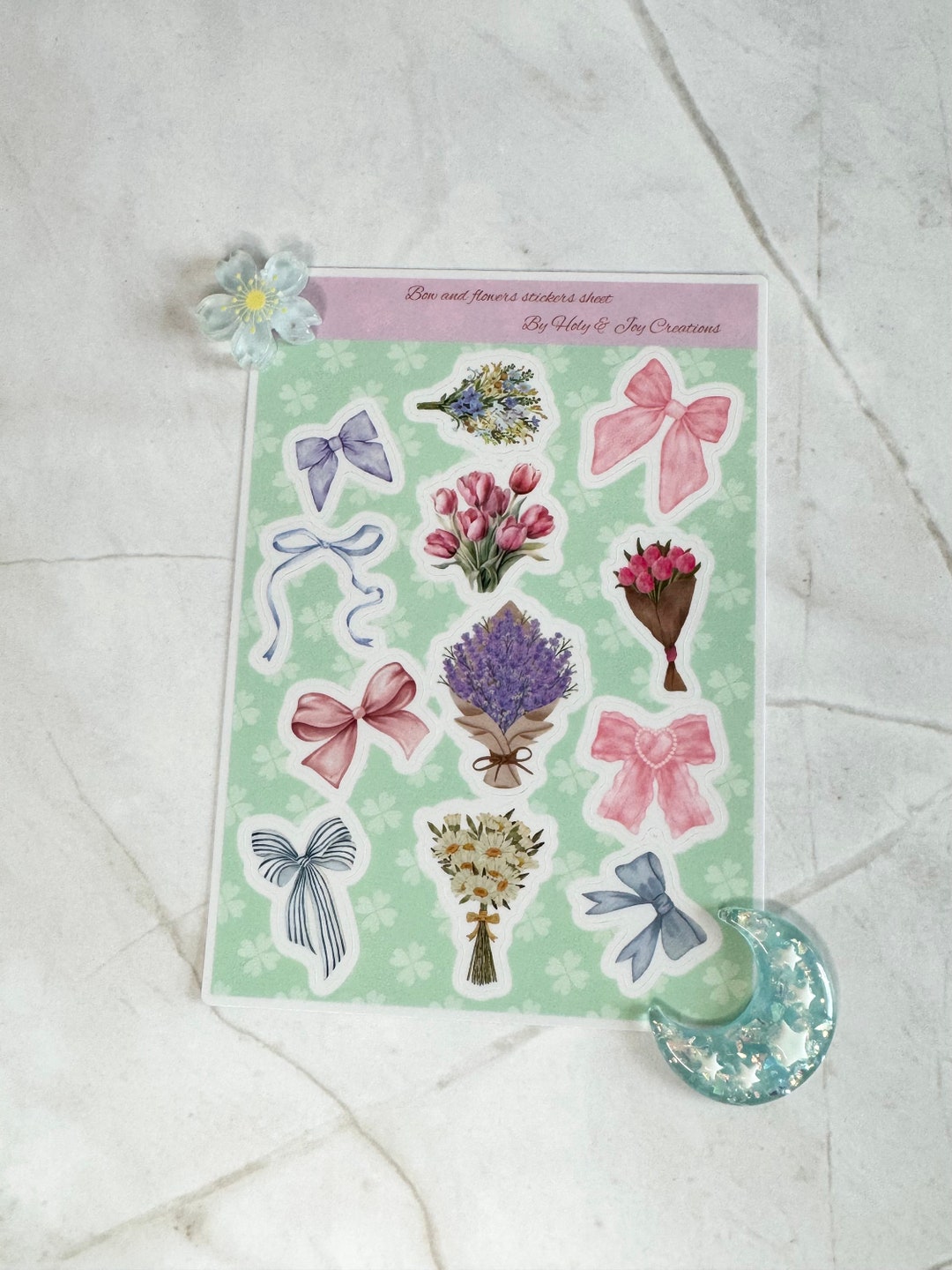 Coquette Bow and Flowers Sticker Sheet - Etsy