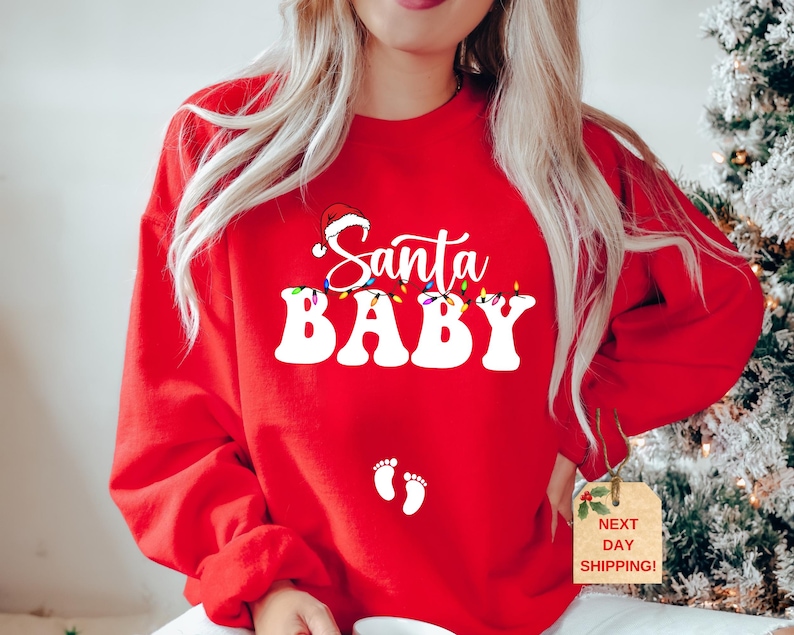 Santa Baby Maternity Sweatshirt: Christmas Pregnancy Announcement - Etsy