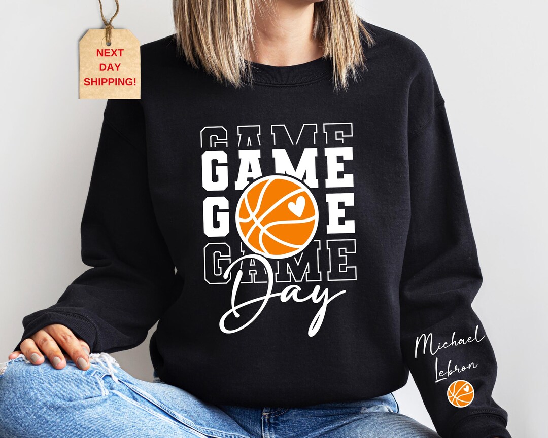 Custom Basketball Game Day Sweatshirt: Personalized Name Sleeve - Etsy