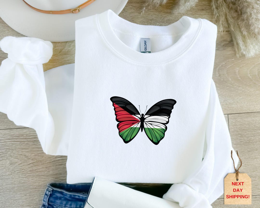 Palestine Flag Butterfly Sweatshirt: Free Gaza Sweater - Etsy