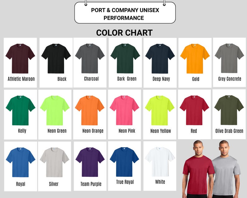Port & Company Custom Performance Tee, Front - Back Logo Shirt ...
