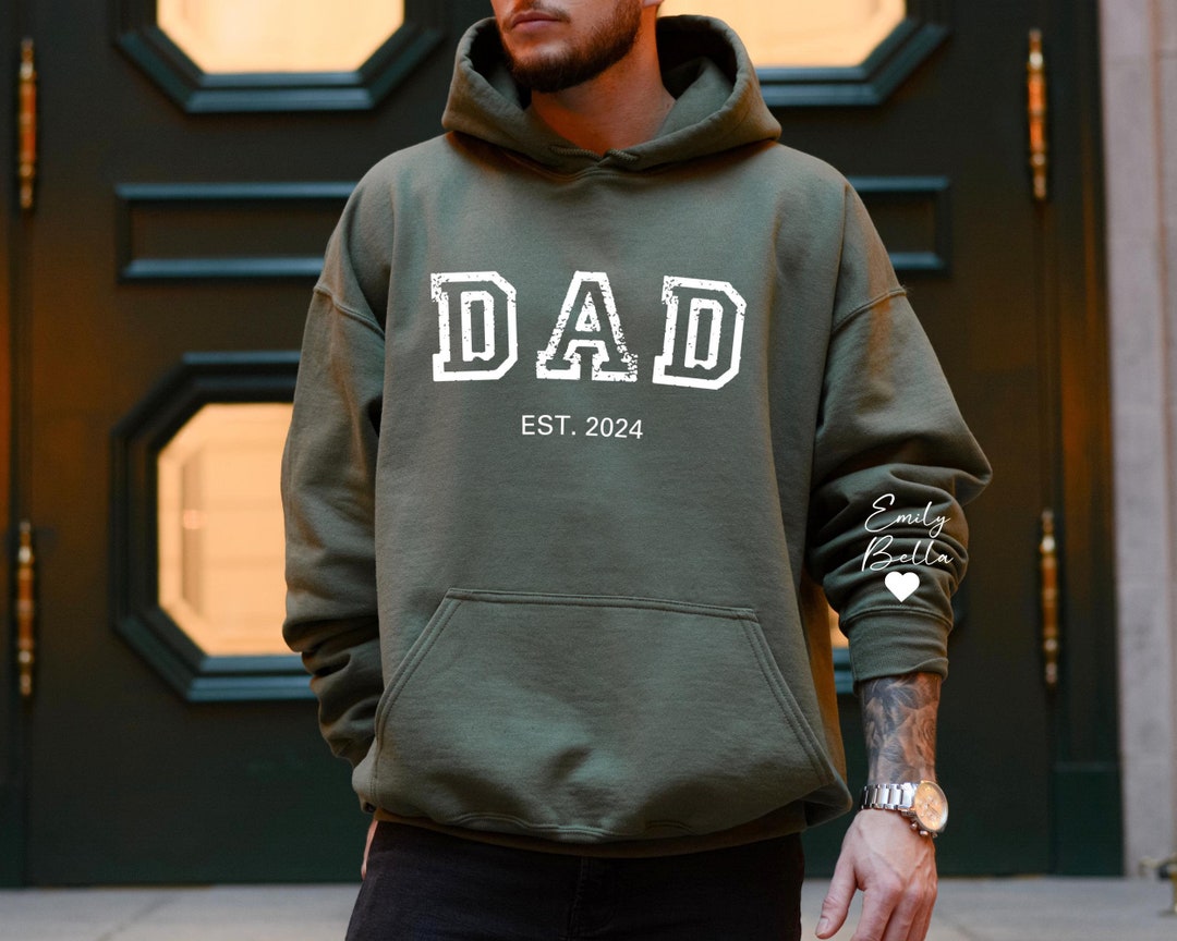Custom Dad Est. 2025 Hoodie: Personalized Names Sleeve Sweater - Etsy