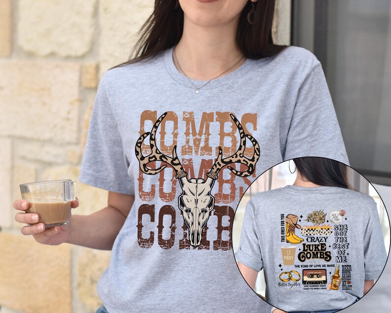 Combs Bullhead Two Side Print Shirt, Country Music Fan Tee, Western ...