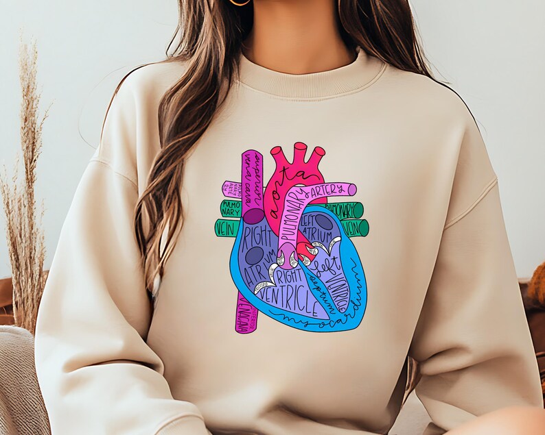 Heart Anatomy Sweatshirt: Medical/nursing Student Gift - Etsy