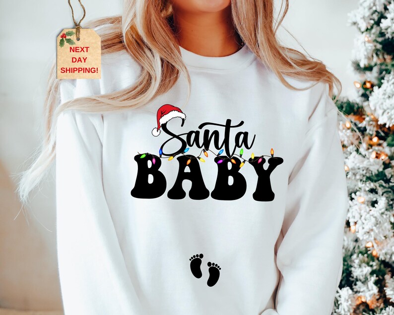 Santa Baby Maternity Sweatshirt: Christmas Pregnancy Announcement - Etsy