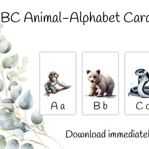 English ABC Animal Alphabet Cards - Printable | Flashcards for ...
