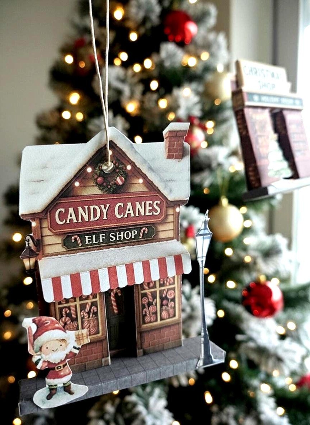 Christmas Elf Candy Cane Shop 3D Papercraft: DIY Xmas Card, Ornament - Etsy