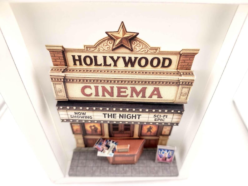Hollywood Cinema Theater Diorama — Miniature Craft Kit, Suitable for ...