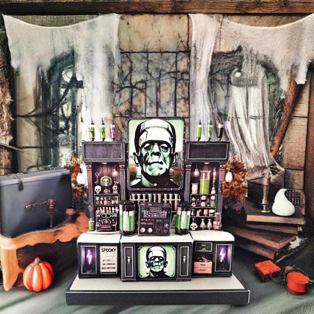 Frankenstein 3D Stand- DIY Halloween Decoration, Scientists, Scary ...