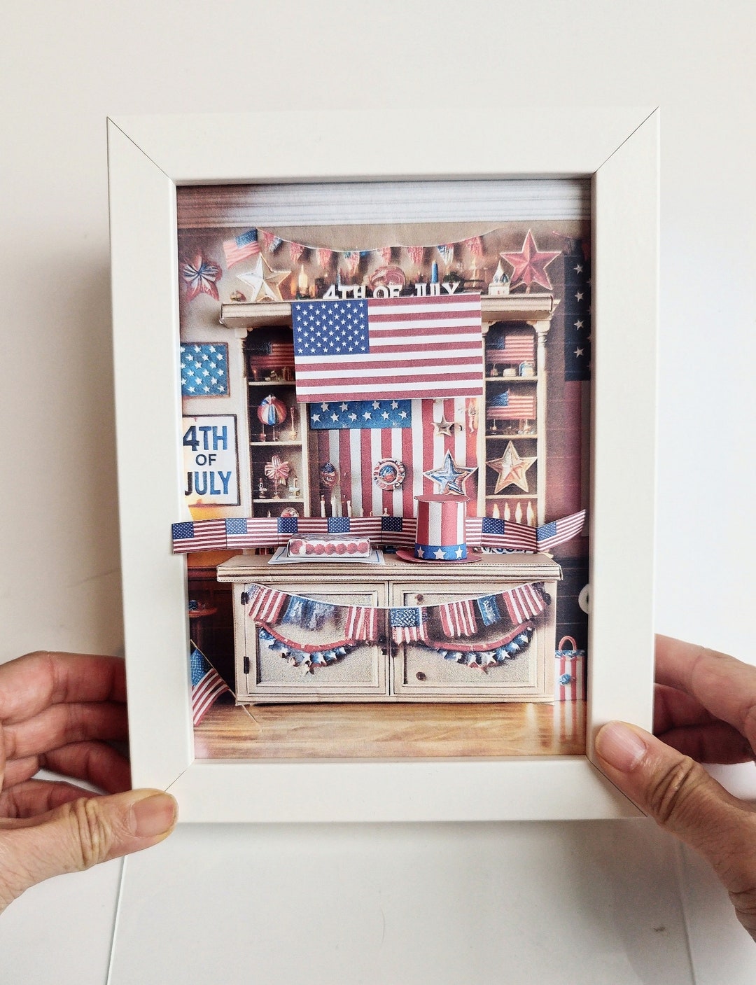 USA Independence Day, American Celebration 3D Miniature Frame, Wall ...
